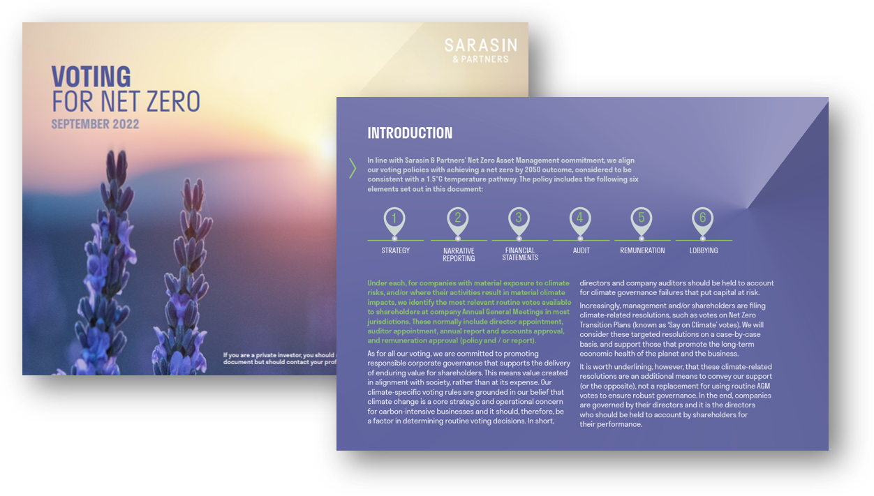 Sarasin continues to drive collective action pressing for change ...